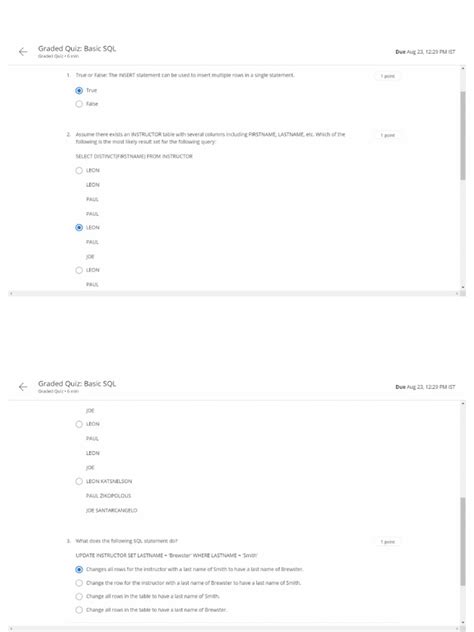 graded quiz basic sql pdf