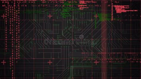 Digital Animation Of Data Processing Against Microprocessor Connections On Black Background