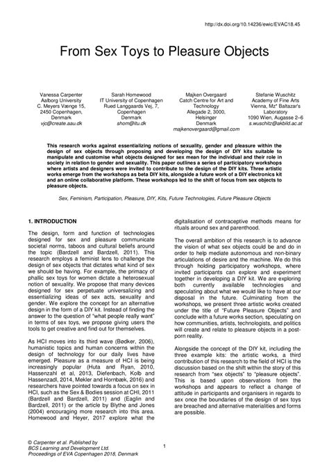 Pdf From Sex Toys To Pleasure Objects