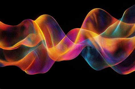 Colorful Wave Patterns Create A Vibrant Visual Display In Dark Background Stock Image Image Of