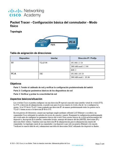 1 1 7 packet tracer basic switch configuration physical mode es