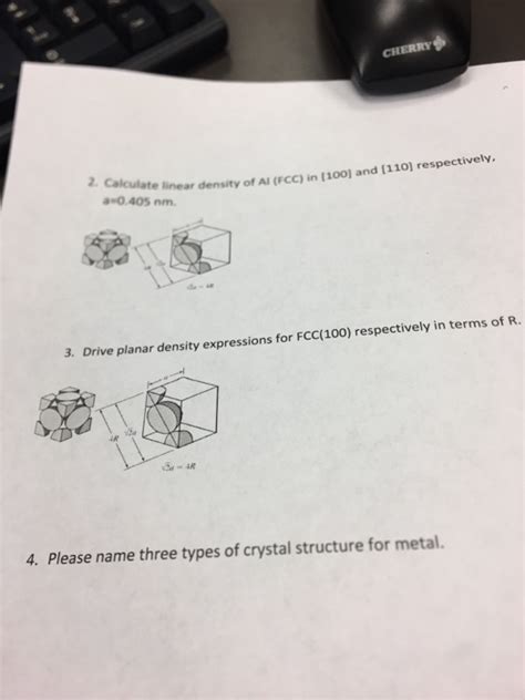 Solved Calculate Linear Density Of Al Fcc In [100] And