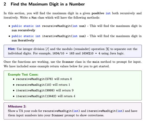 Solved 2 Find The Maximum Digit In A Number In This Section