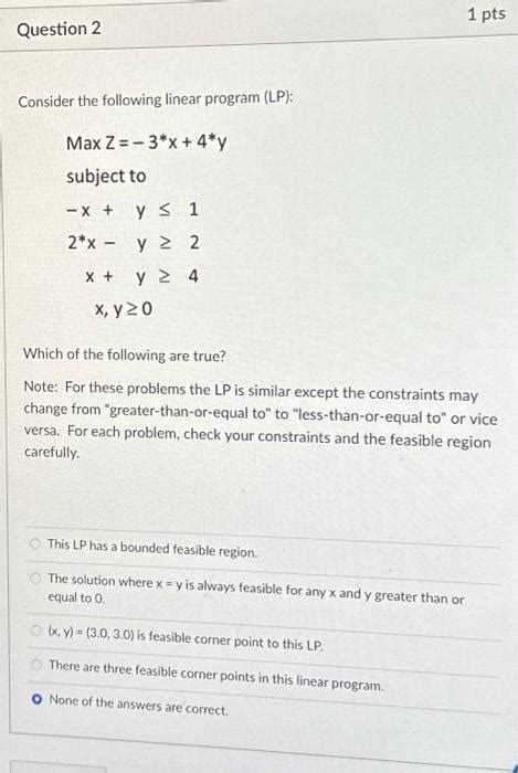 Solved Question 2 Consider The Following Linear Program