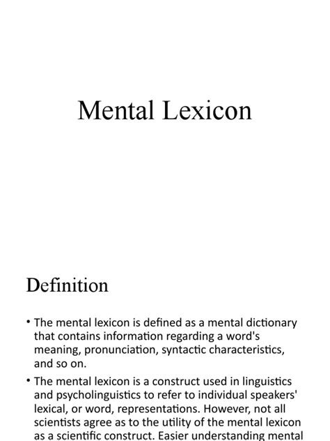 Mental Lexicon Wps Office Pdf Cognitive Science Linguistics