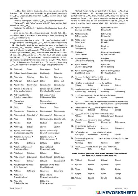 Advanced Grammar Test 1 Live Worksheets Worksheets Library