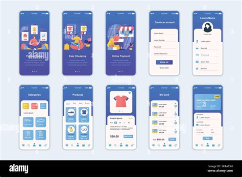 shopping concept screens set for mobile app template people choose