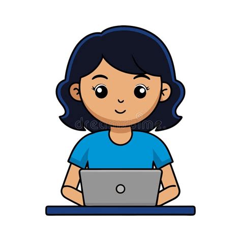 Tech Savvy Cartoon Girl Programmer With Laptop Stock Vector