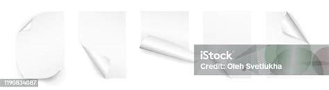 모서리가 말린 모서리와 그림자가있는 빈 A4 용지 디자인템플릿 설정 벡터 일러스트레이션 3차원 형태에 대한 스톡 벡터 아트 및 기타 이미지 Istock