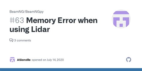 Memory Error When Using Lidar Issue BeamNG BeamNGpy GitHub