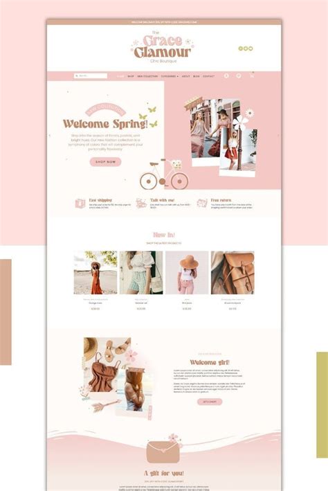 Grace Woocommerce Template Wordpress Ecommerce Elementor Pro Templates Kit Etsy Boho Style