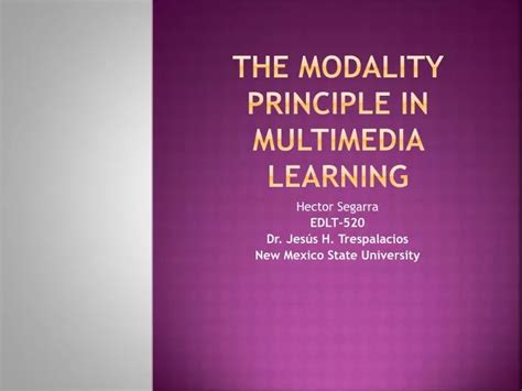 PPT The Modality Principle In Multimedia Learning PowerPoint Presentation ID