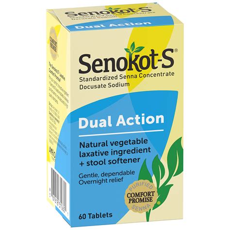 Buy Senokot S Dual Action Natural Vegetable Laxative Ingredient Plus