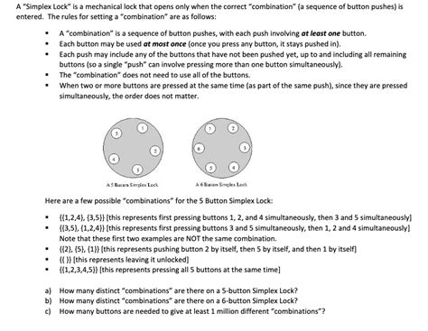 SOLVED A Simplex Lock Is A Mechanical Lock That Opens Only When The