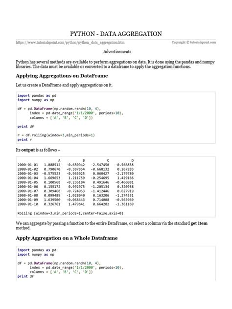10python Data Aggregation Pdf Computer Programming Computing