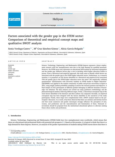 Pdf Factors Associated With The Gender Gap In The Stem Sector