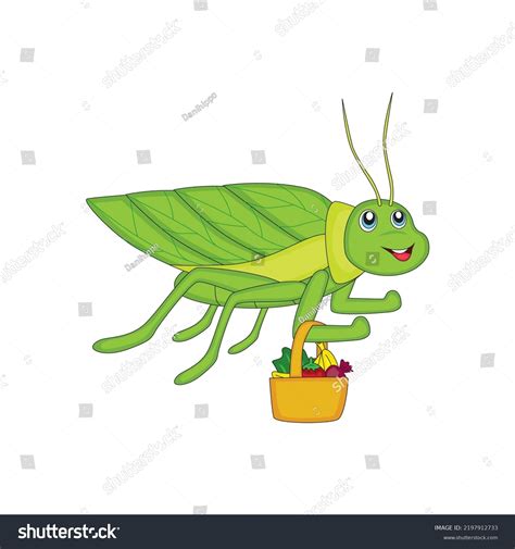 Katydid Carrying Shopping Bags Cute Cartoon Stock Vector Royalty Free
