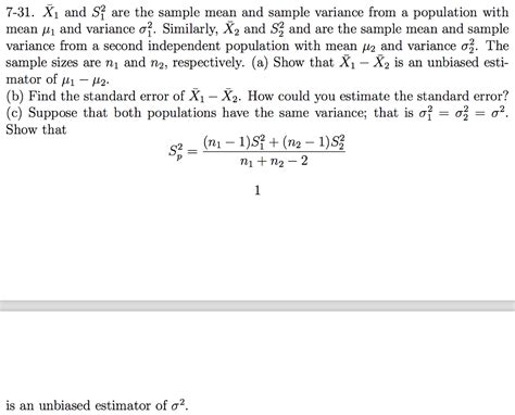Solved 7 31 X1 And S Are The Sample Mean And Sample Chegg Com