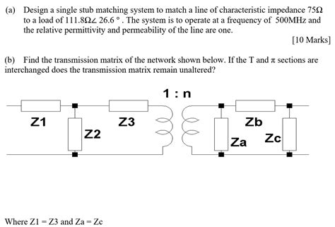 solved a design a single stub matching system to match a