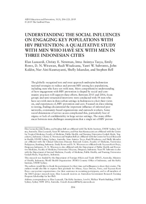 Pdf Understanding The Social Influences On Engaging Key Populations With Hiv Prevention A