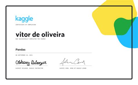 Vitor De Oliveira Completed The Pandas Course On Kaggle