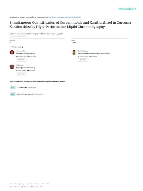 Simultaneous Quantification Of Curcuminoids And Xanthorrhizol In Curcuma Xanthorrhiza By High