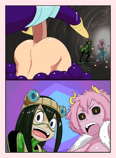 Post Animated Anythinggoes Mina Ashido Minoru Mineta My Hero Academia Tsuyu Asui