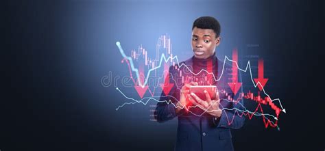 Businessman Analyzing Financial Data Tablet Stock Market Graphs Overlay