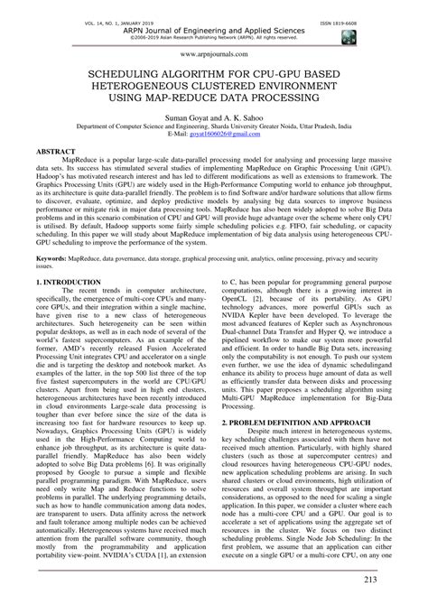 Pdf Scheduling Algorithm For Cpu Gpu Based Heterogeneous Clustered