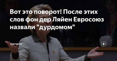 Вот это поворот После этих слов фон дер Ляйен Евросоюз назвали дурдомом Baltnews Дзен