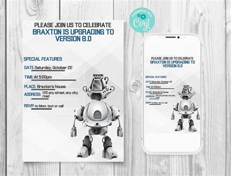 robot birthday party invitation coding birthday party template let s