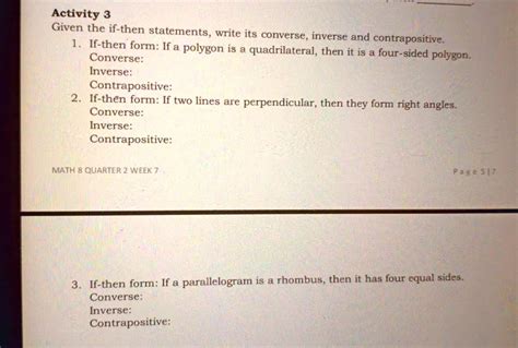 solved activity 3 given the if then statements write its converse