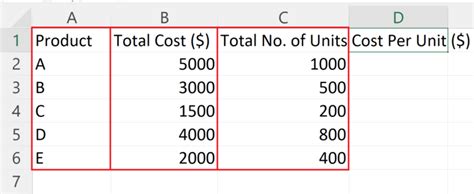 How To Calculate Cost Per Unit In Microsoft Excel Spreadcheaters