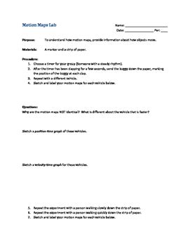 Physics Unit Describing Motion Motion Maps Lab By Post Modern Synthesis
