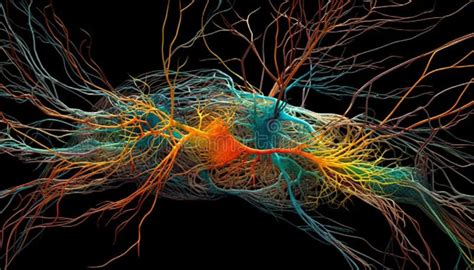 Abstract Illustration Of Human Nerve Cells In Multi Colored Synapse Generated By Ai Stock
