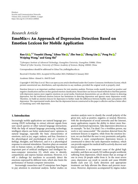Pdf Emomix An Approach Of Depression Detection Based On Emotion
