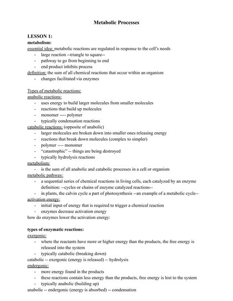 Metabolic Processes Bio152 Introduction To Evolution And