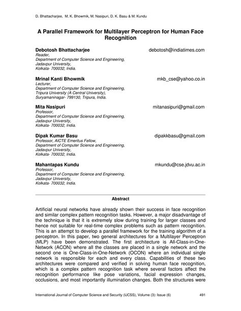 a parallel framework for multilayer perceptron for human face