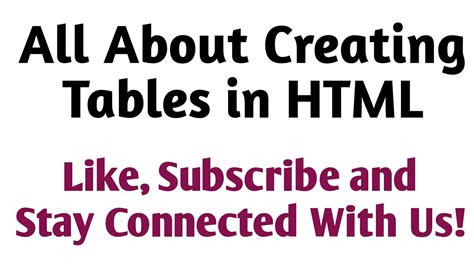 Html Table Basic Tutorial Html Table Tag With