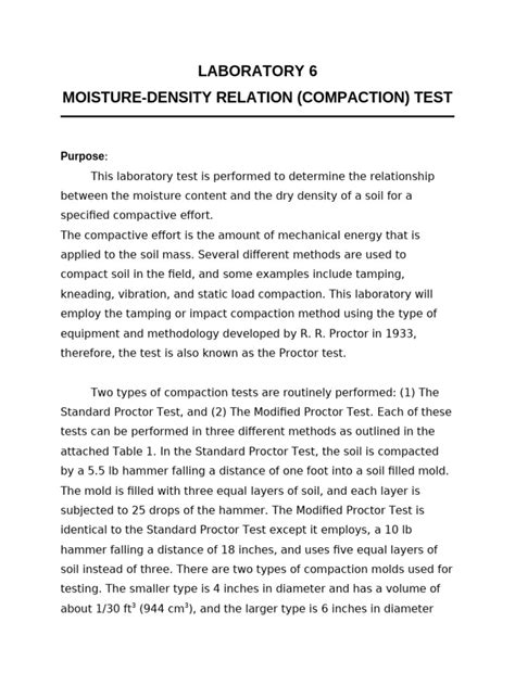 Laboratory 6 Compaction Pdf Soil Science Earth Sciences
