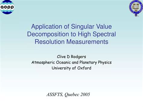 Ppt Application Of Singular Value Decomposition To High Spectral