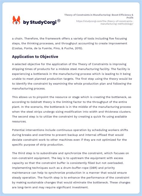 Theory Of Constraints In Manufacturing Boost Efficiency Profit Free Essay Example