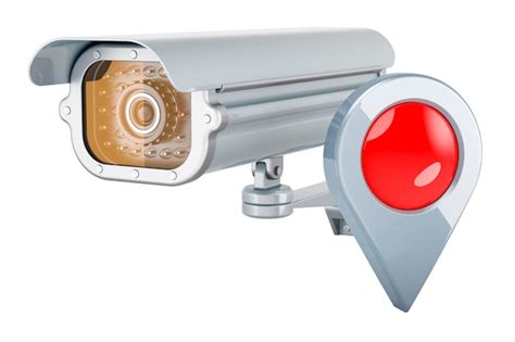 Premium Photo Security Surveillance Camera With Map Pointer 3d Rendering
