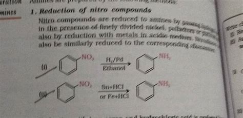 Reduction Of Nitro Compounds Nitro Compounde Are Reduced To Amtries By Pa