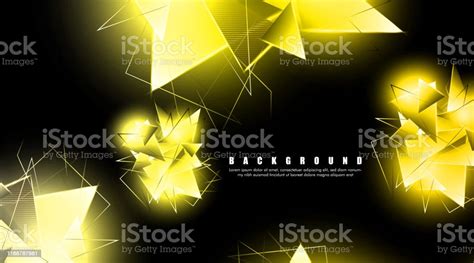 겹치는 빛나는 금색 삼각형과 추상적 인 배경 격리 된 검은 색 배경 Eps 10의 벡터 그림 3차원 형태에 대한 스톡 벡터 아트