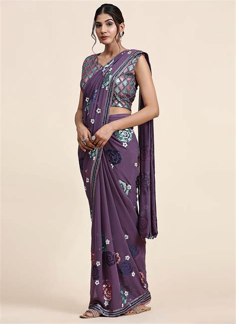 C249 Pure Georgette Wholesale Ready To Wear Sarees 4 Pieces Catalog Catalog