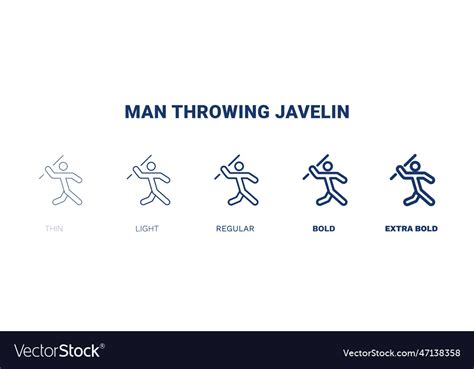 Man Throwing Javelin Icon Thin Light Regular Bold Vector Image