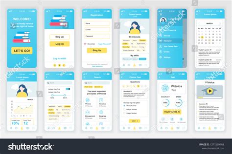 Set Ui Ux Gui Screens Education Stock Vector Royalty Free Shutterstock