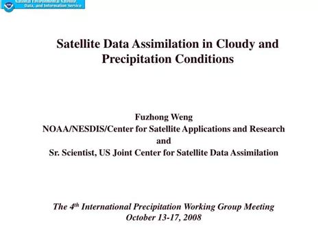 PPT Satellite Data Assimilation In Cloudy And Precipitation Conditions PowerPoint Presentation