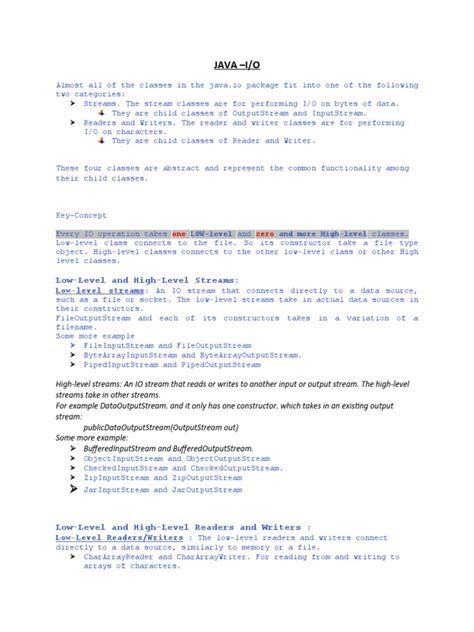 Java Io Low Level And High Level Streams Pdf Class Computer